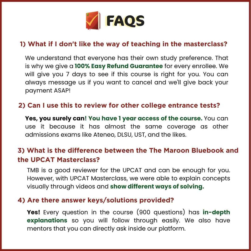 UPCAT Masterclass Online – The Maroon Bluebook